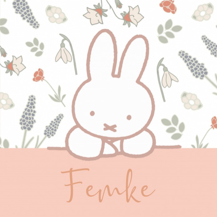 Geboortekaartje nijntje roze bloemen | WIJ Geboortekaartjes